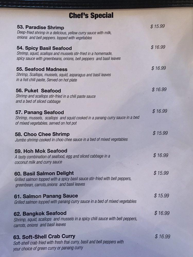 Menu at Thai Select Restaurant, Zionsville
