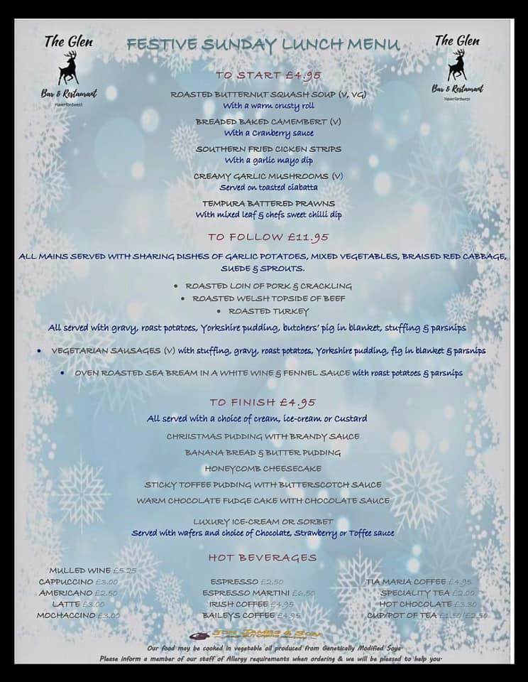 Menu at The Glen pub & bar, Haverfordwest