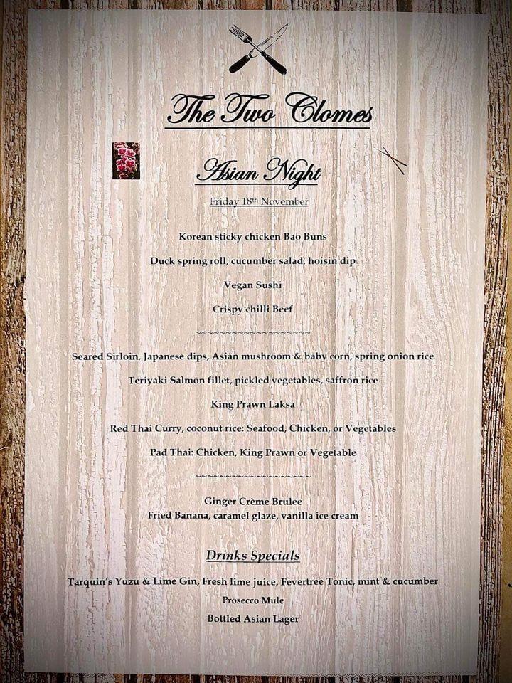Menu at The Two Clomes pub & bar, Newquay