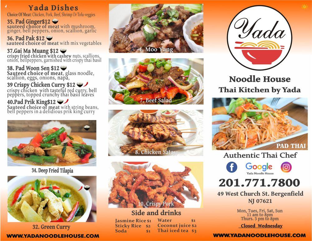 Menu at Yada Noodle House restaurant, Bergenfield