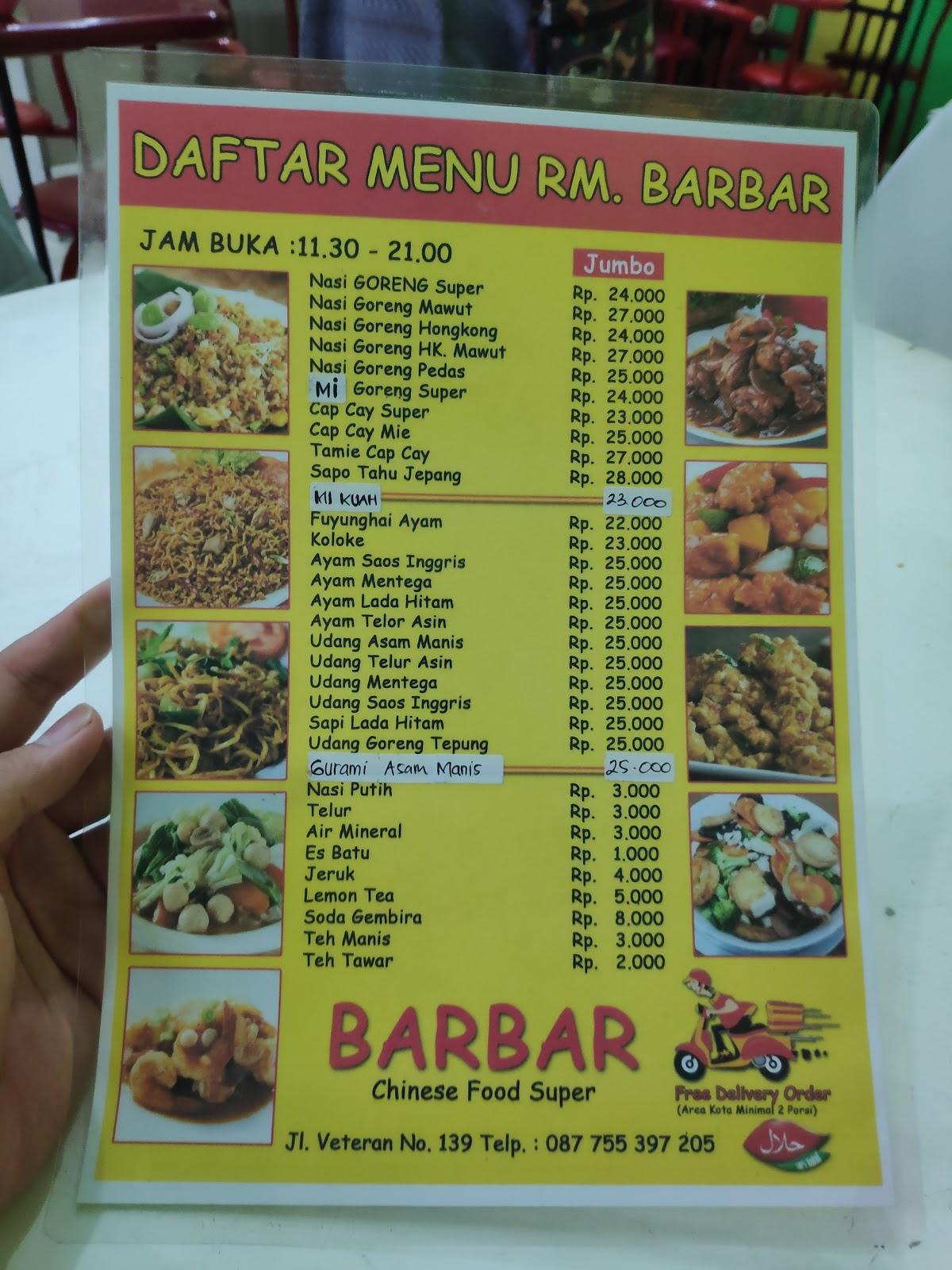 Menu at Barbar Chinese Food Super blitar, Blitar