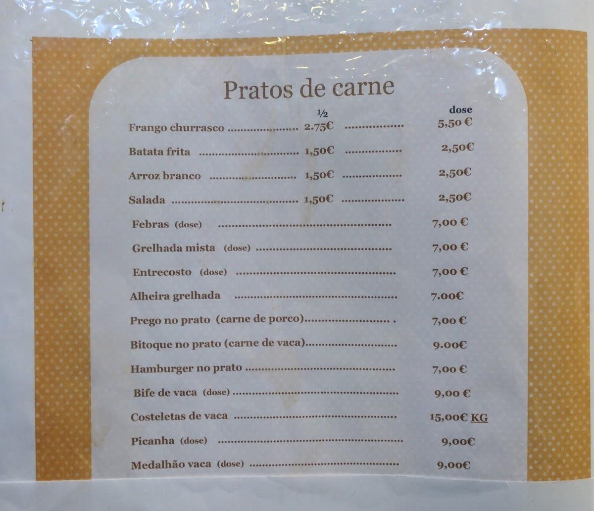 Menu at Café Restaurante Avô Piu Piu, Cantanhede