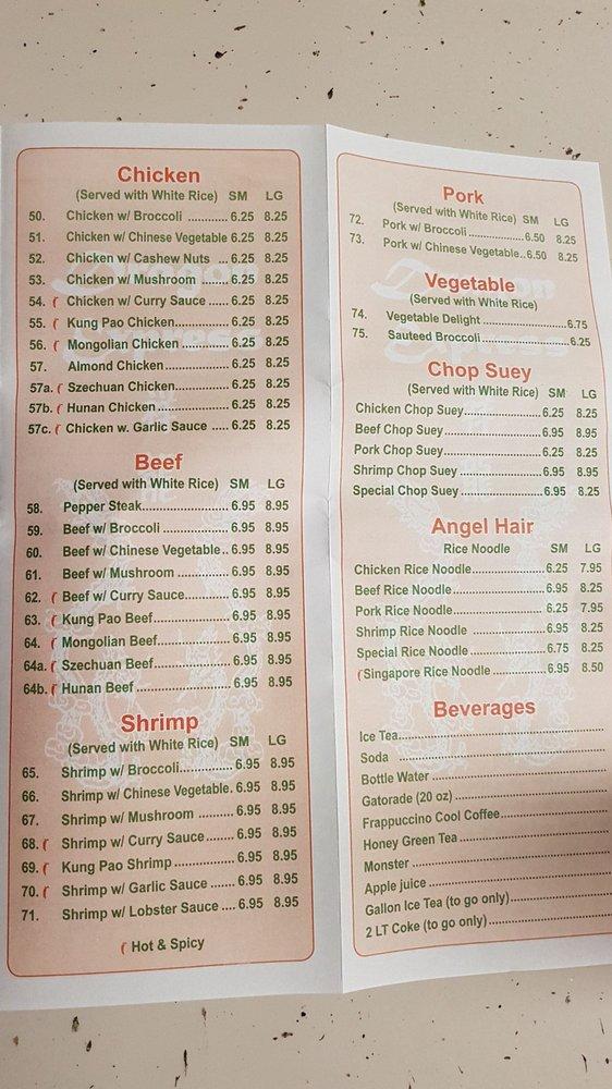 Menu at Dragon Express restaurant, Augusta