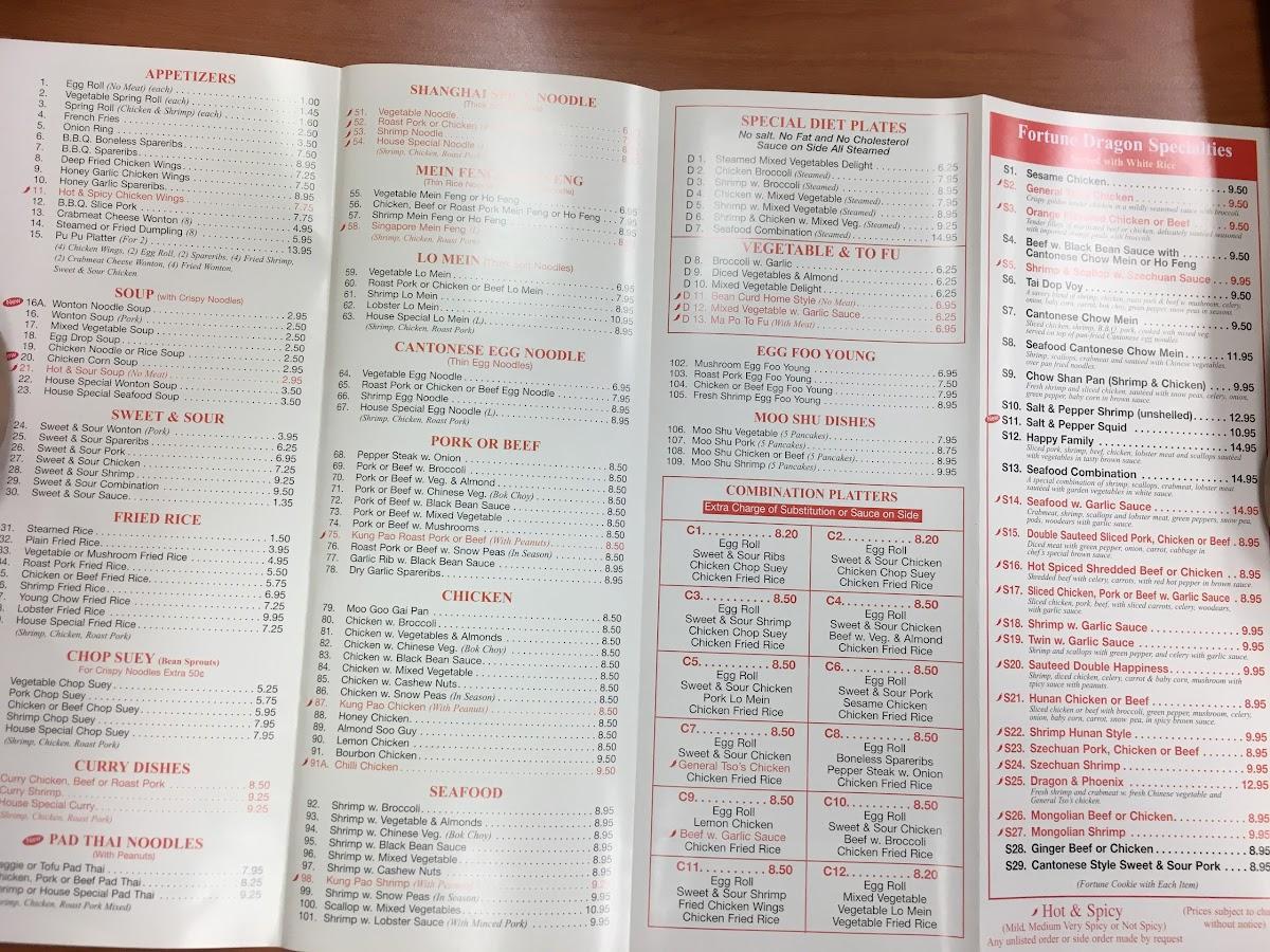 Menu at Fortune Dragon Chinese Restaurant, Mississauga