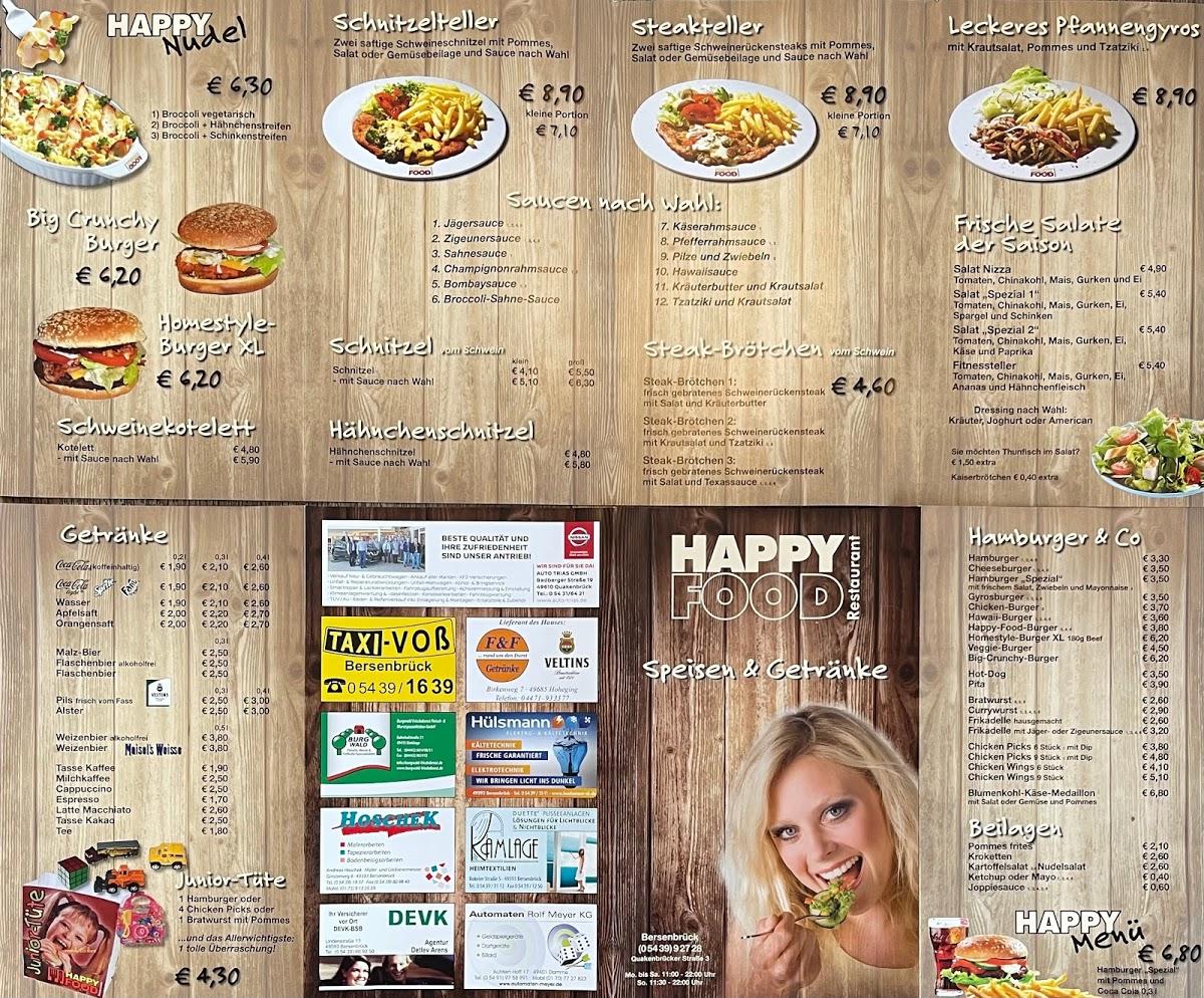 Speisekarte von Happy Food fast Food, Bersenbrück
