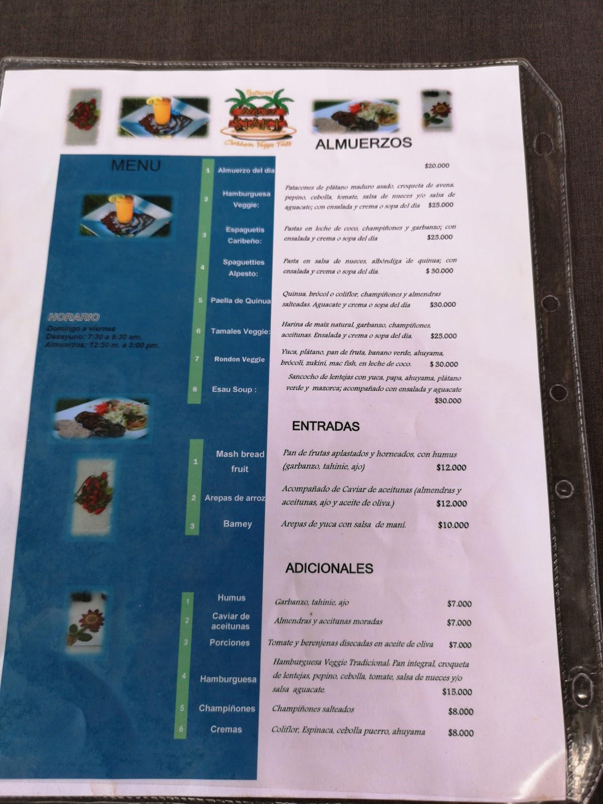 Menu at New Start restaurant, San Luis