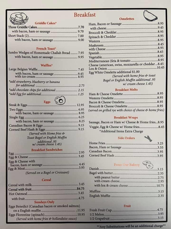 Menu at Plaza Diner restaurant, Oneonta