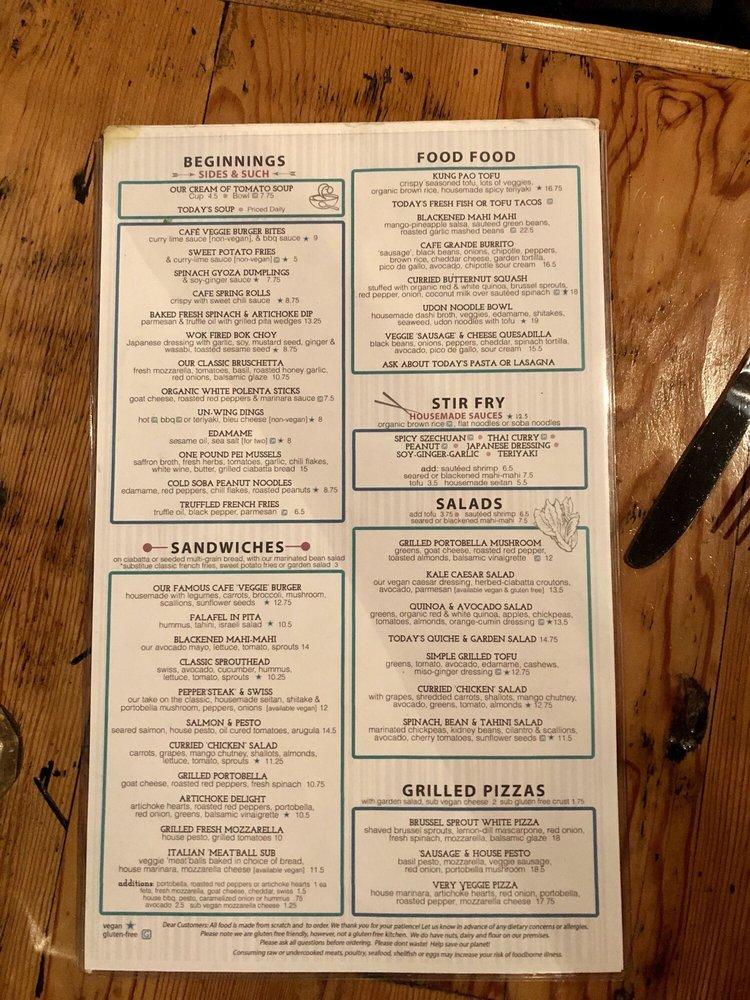 Menu at The Cafe, Key West, 509 Southard St #6835