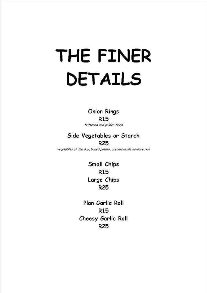 Menu at The Heritage Boma restaurant, Krugersdorp, 1 Wolf Street