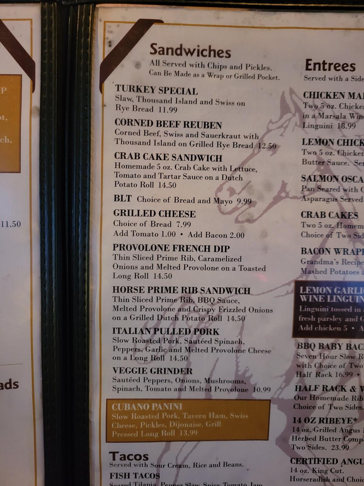 Menu at The Horse Tavern & Grille pub & bar, Sellersville