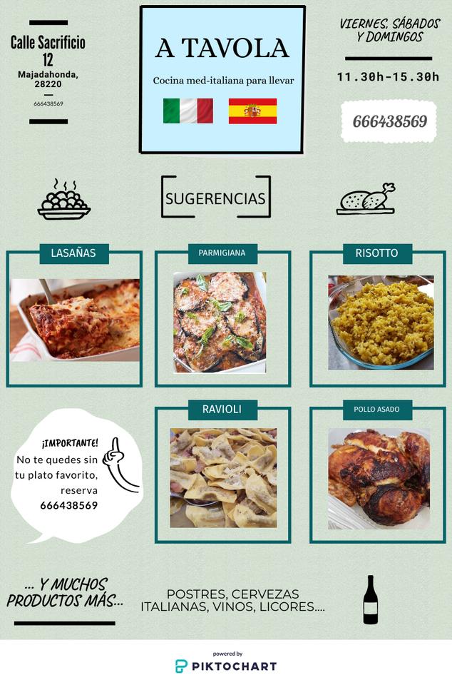Menu at A Tavola restaurant, Majadahonda, C. del Sacrificio