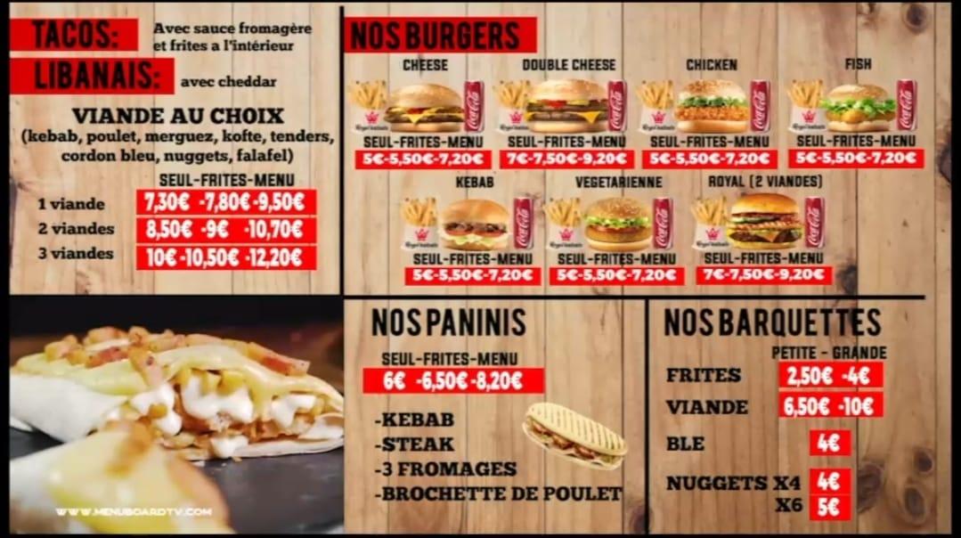Menu at Royal Kebab Pontivy restaurant, Pontivy