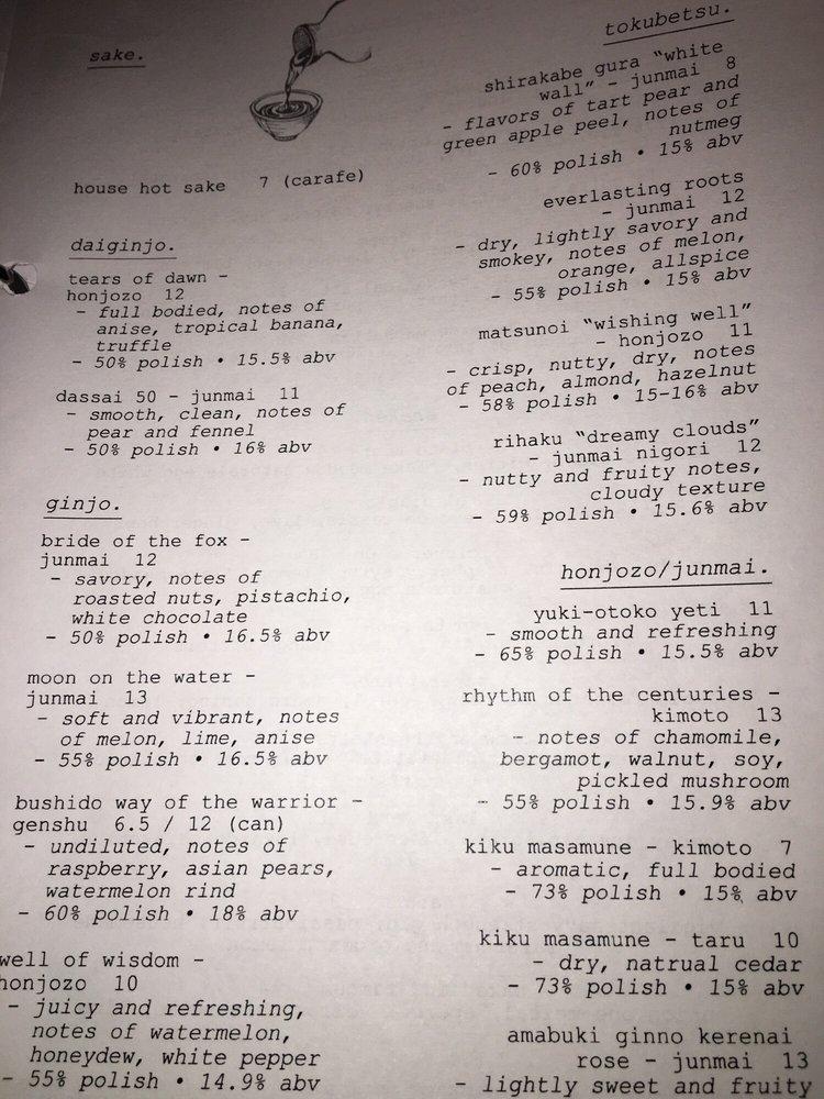 Menu at TORI TORI pub & bar, Orlando