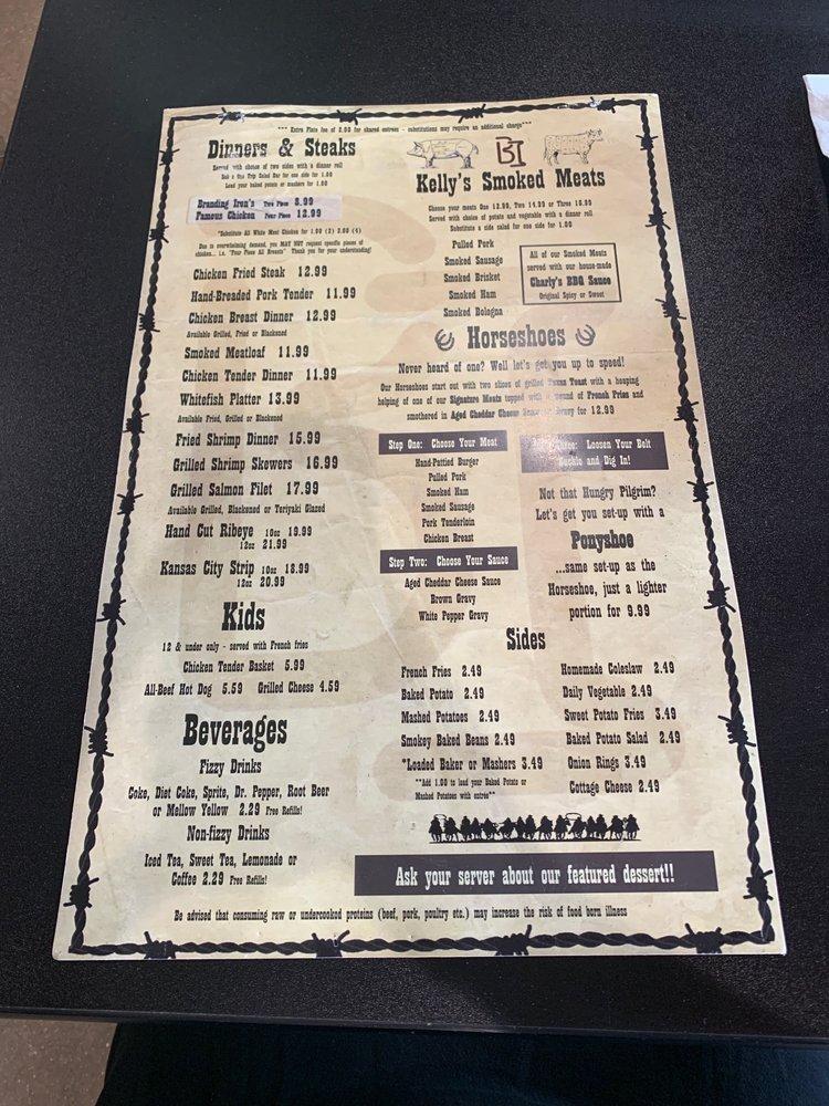 Menu at BRANDING IRON Restaurant and Saloon, Sunrise Beach