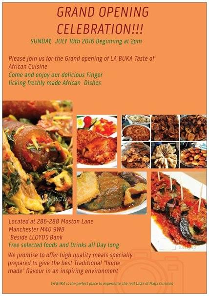 Menu at La Buka African Restaurant, Manchester
