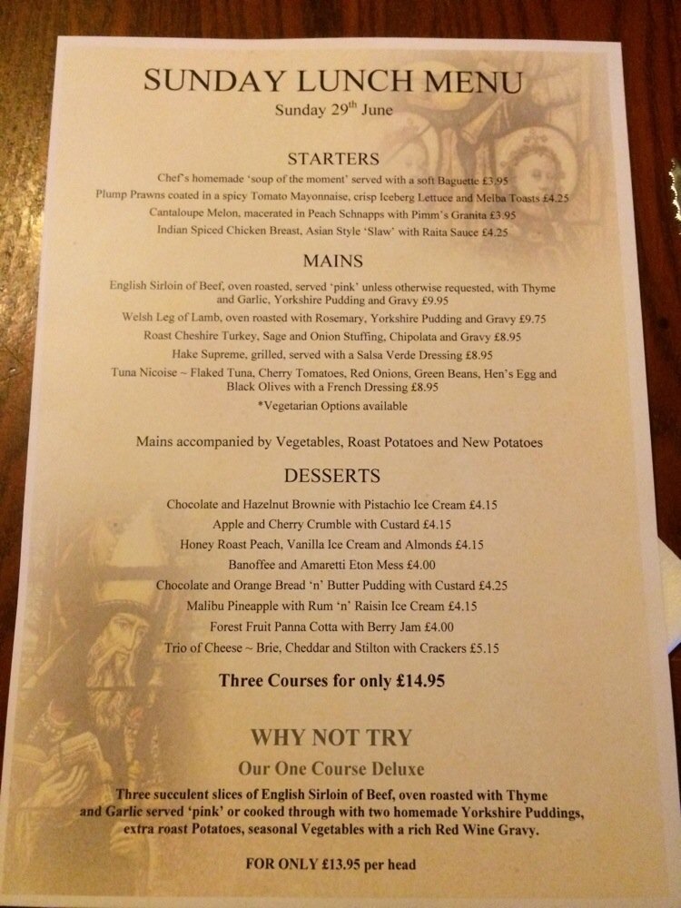 Menu at The Church Inn pub & bar, Cheadle, 90 Ravenoak Rd