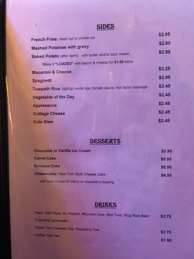 Menu at Towpath Tavern pub & bar, Bolivar, 225 Canal St
