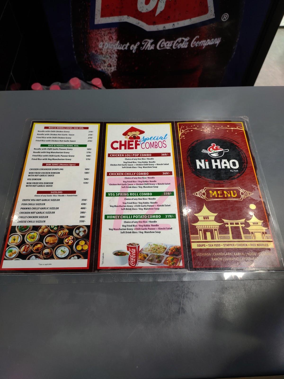 Menu at Ni Hao, Guwahati, Food Court