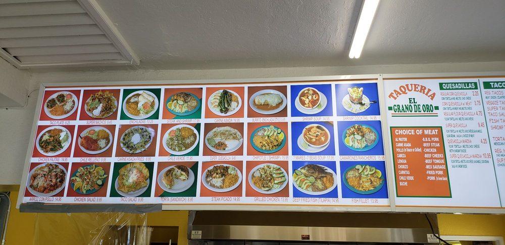 Menu at Taqueria Pacifica restaurant, Pacifica, Francisco Blvd