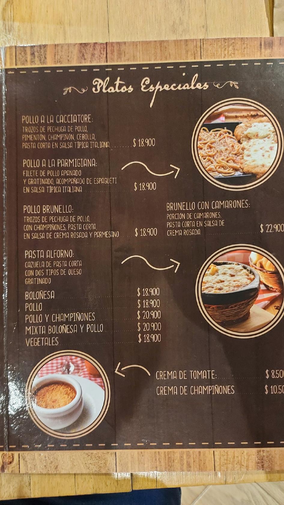 Carta del restaurante Villa Italia (Circunvalar), Pereira, Cra. 13 #6-55