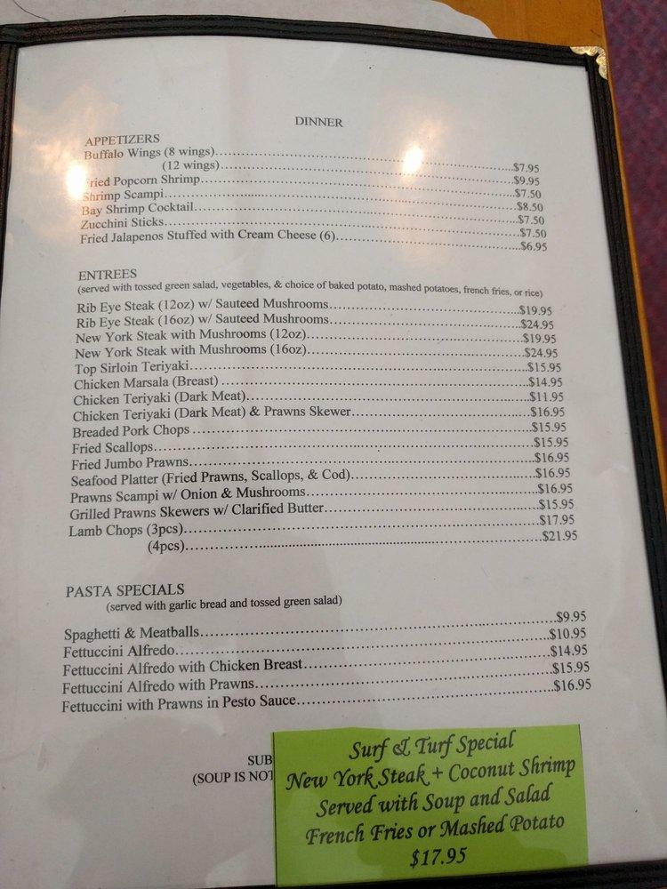 Menu at City Grill restaurant, Pacifica