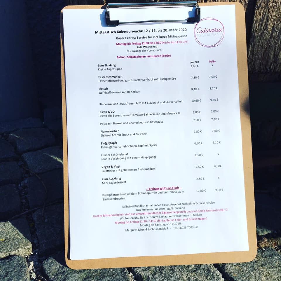 Menu at Culinaria Restaurant und Bar, Miesbach