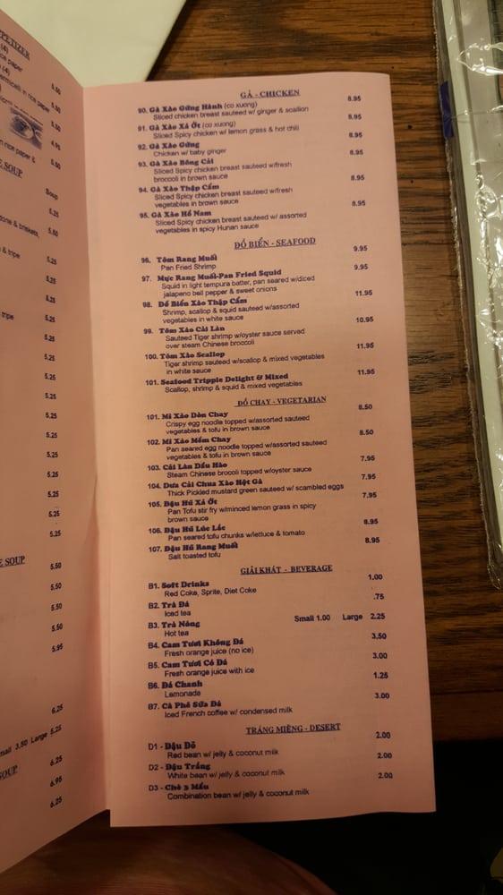 Menu at Cuu Long Quan restaurant, Houston, Broadway St #3063