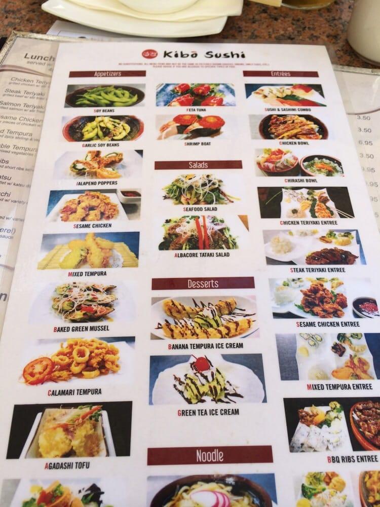 Menu at Kibo Sushi restaurant, Ventura