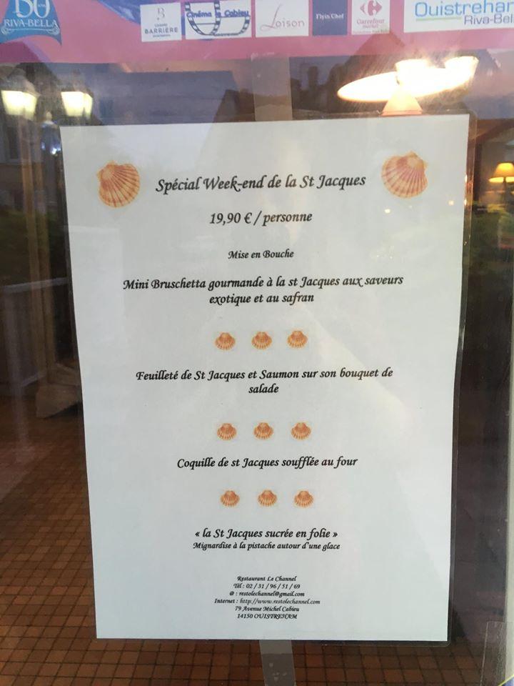 Menu at Restaurant Le Channel, Ouistreham