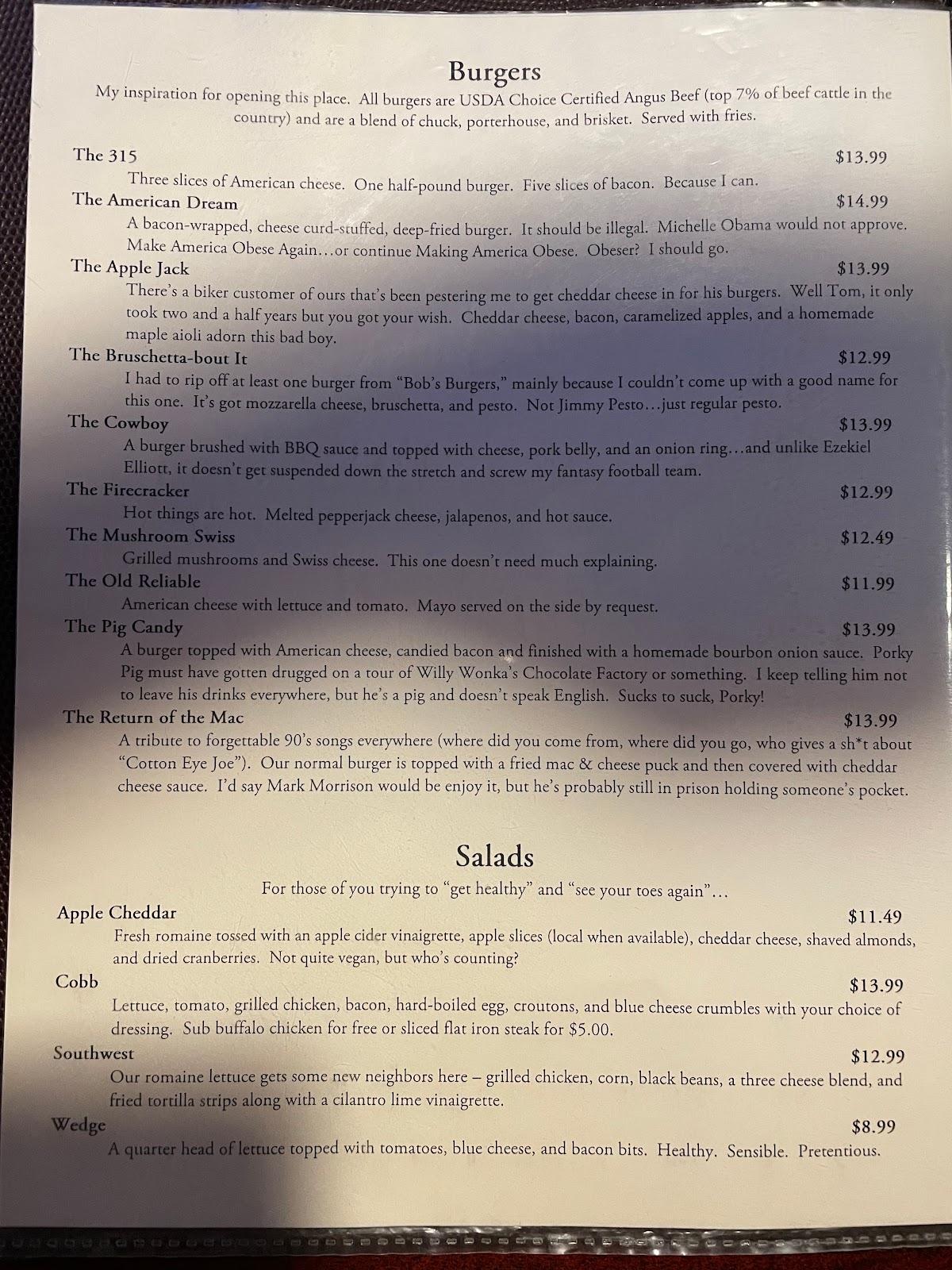 Menu at Timber Tavern pub & bar, Parishville