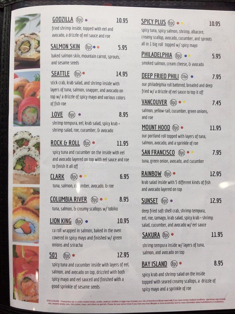 Menu at Bento Toro Sushi restaurant, Battle Ground