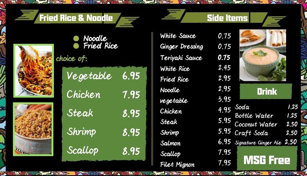 Menu at ONIKU HIBACHI restaurant, Vero Beach