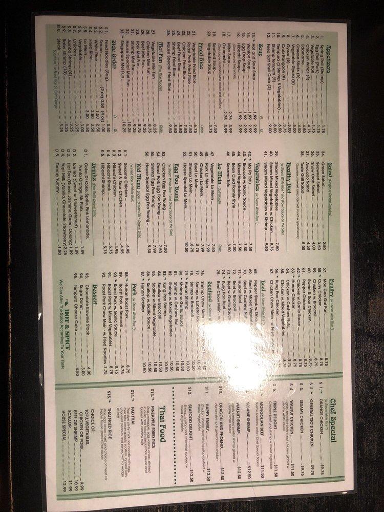 Menu at Taste Grill restaurant, Boone