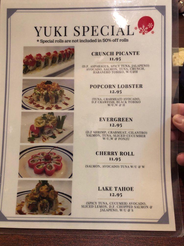 Menu at Yuki Sushi restaurant, Cameron Park, Palmer Dr #1