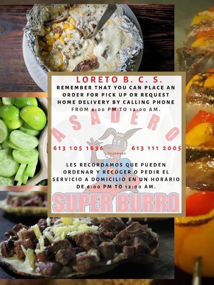 Carta de parrilla Asadero Super Burro, Loreto