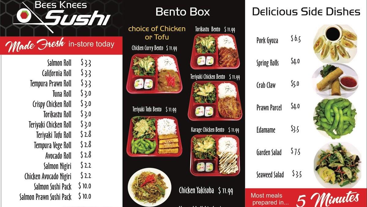 Menu at Bees Knees Sushi restaurant, Coochin Creek