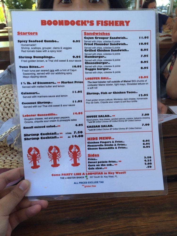 Menu at The BoonDocks Fishery restaurant, Red Bank