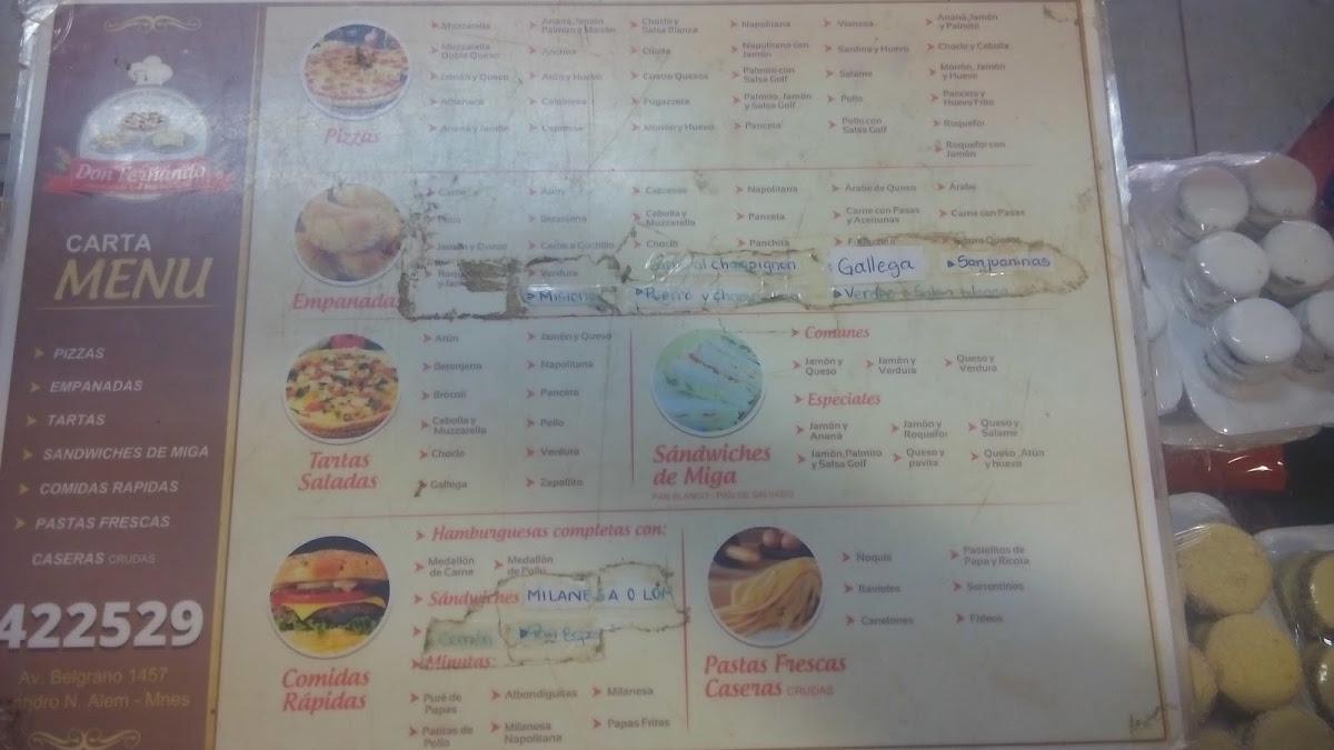 Menu at "Don Fernando", Argentina