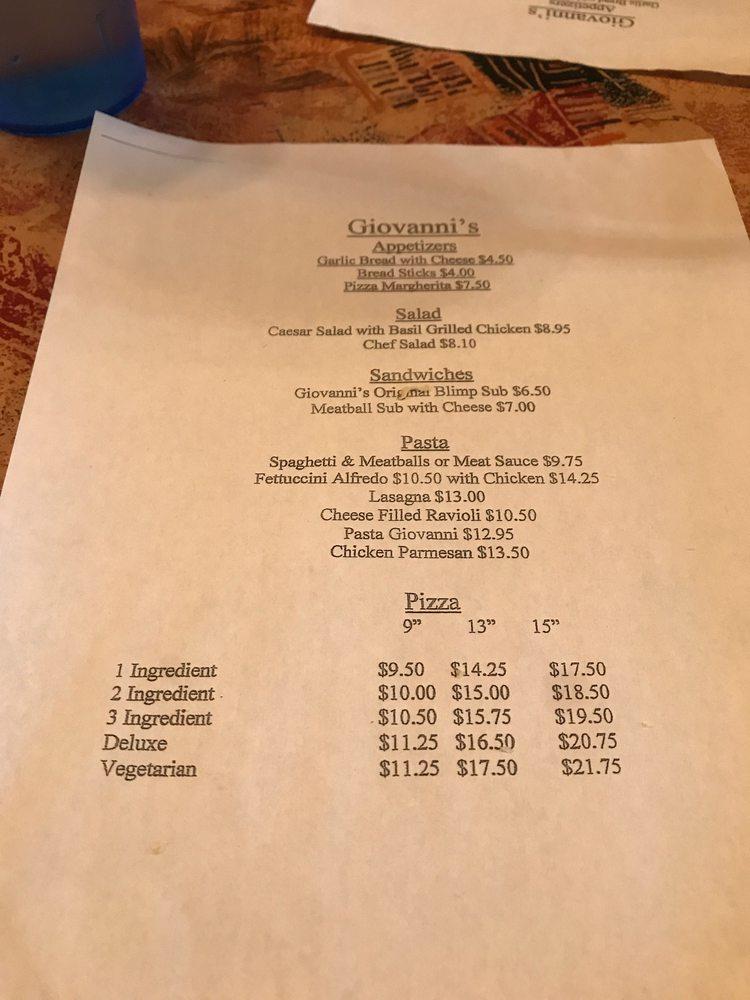 Menu at Giovanni's pub & bar, Fairborn, 215 W Main St