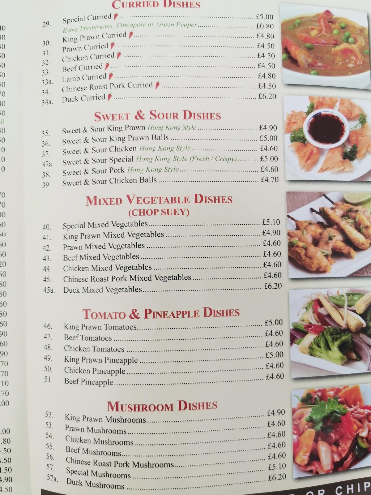 Menu at long hua chinese take away restaurant, Hull