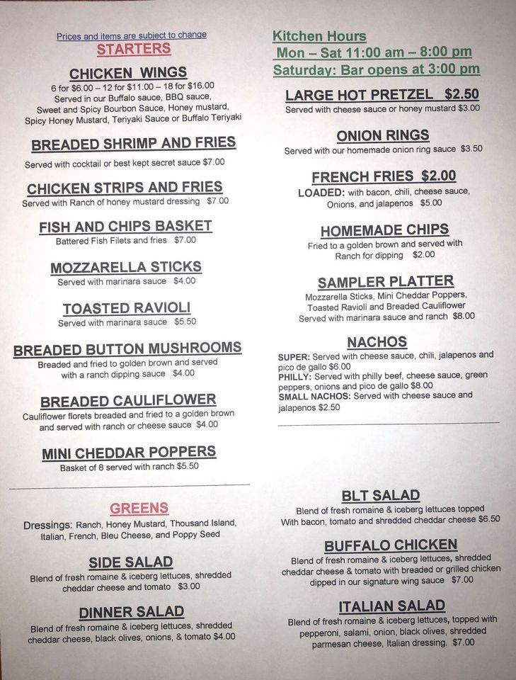 Menu at Miller House Pub & Cafe, Owensville