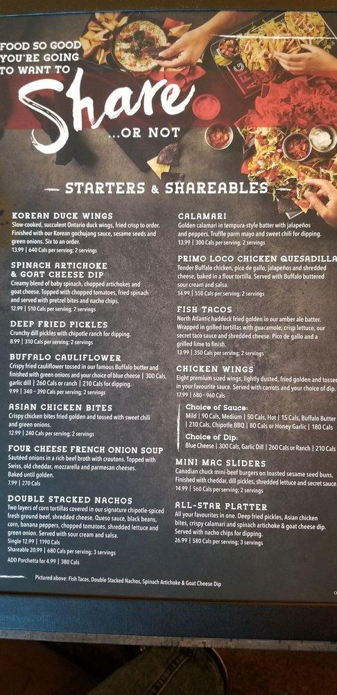 Menu at Shoeless Joe's Sports Grill pub & bar, Hamilton