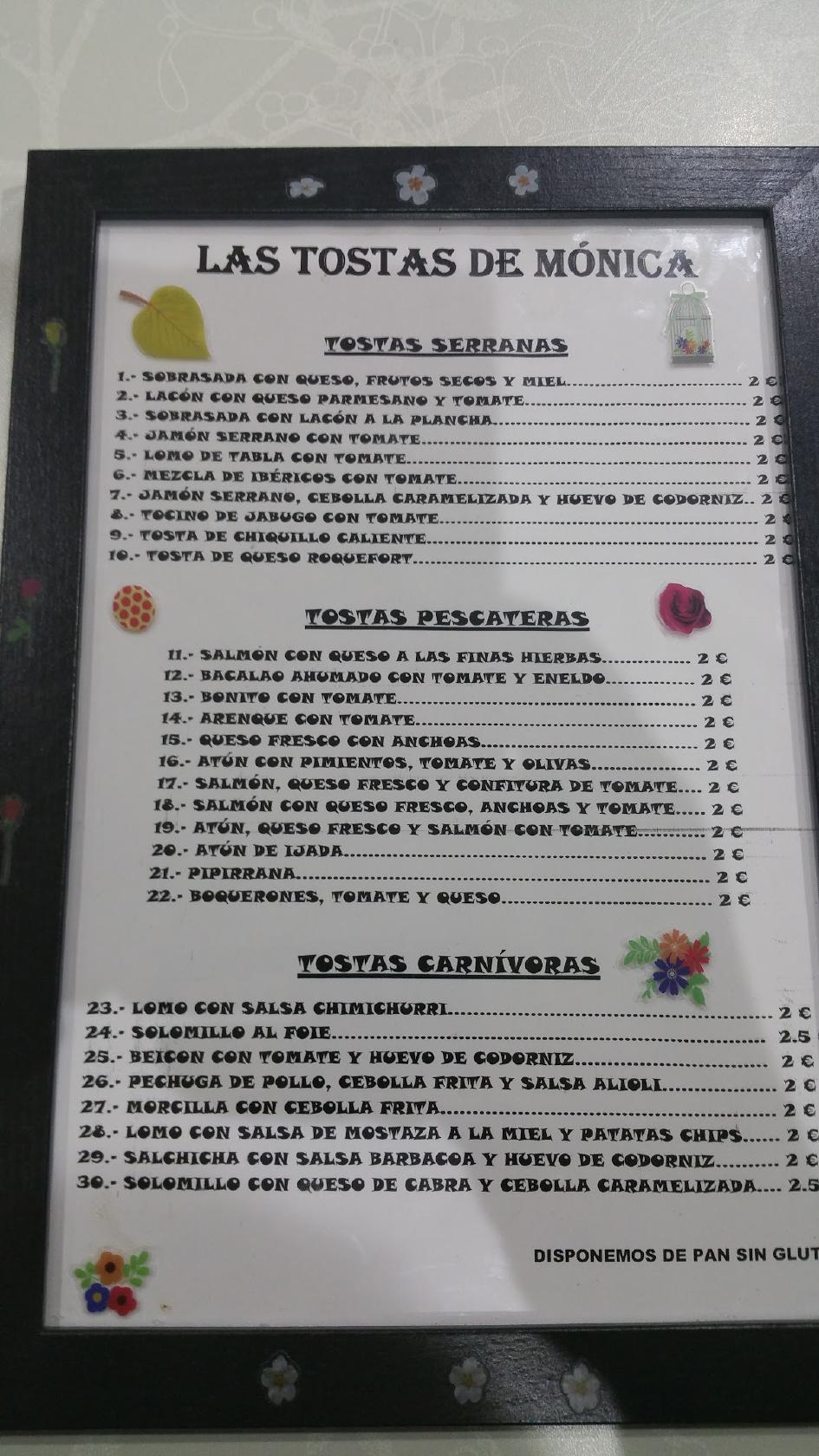 Carta del pub y bar Ann & Moo, Archena, C. Juan José Marco