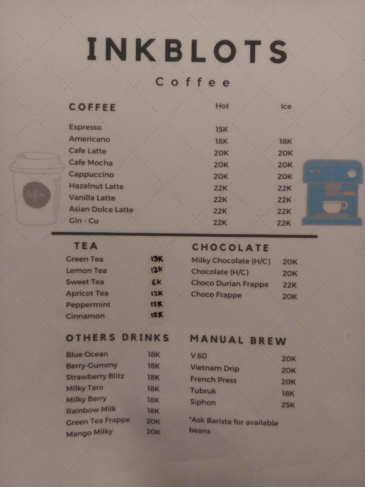 Menu at Double H Coffee Company cafe, Bandung