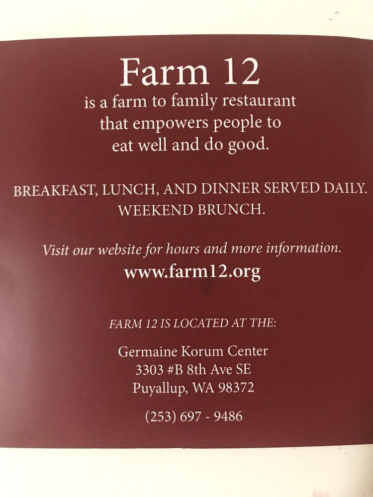 Menu at Farm 12 Restaurant, Puyallup