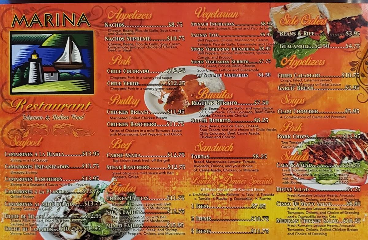 Menu at Marina Restaurant, San Leandro