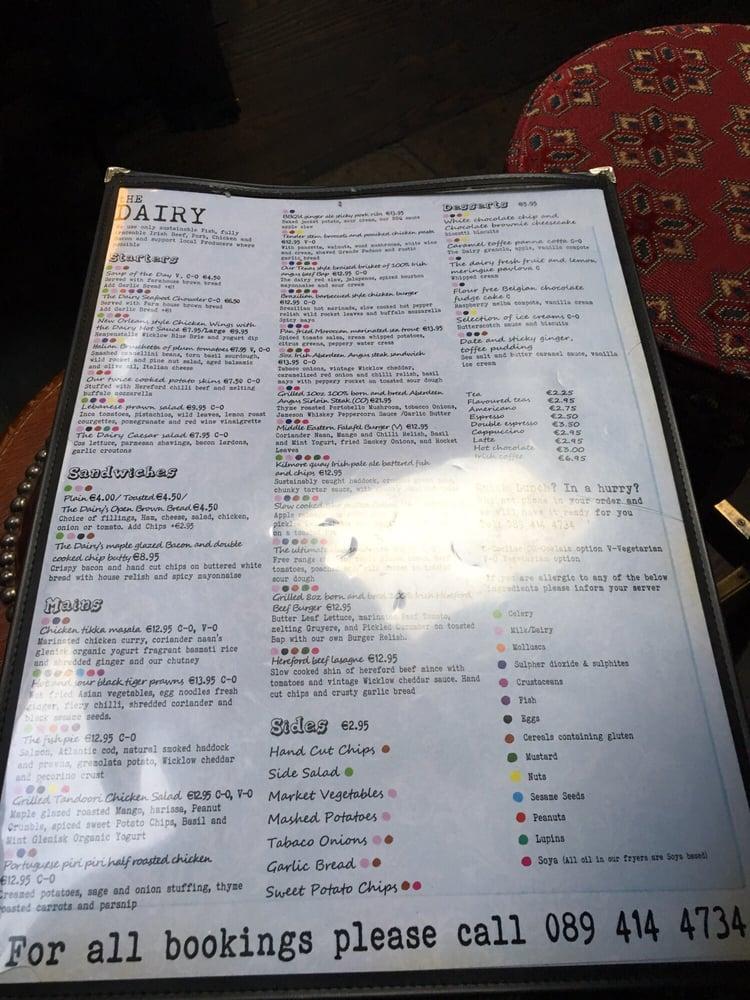 Menu at Phil Healys pub, Wicklow, Fitzwilliam Square