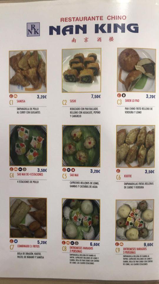 Carta de Restaurante Chino Nan King, San Vicente del Raspeig, Carretera ...