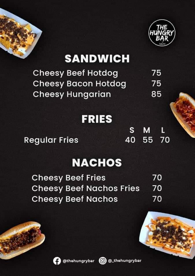 Menu at The Hungry Bar - Karuhatan Valenzuela Branch, Valenzuela