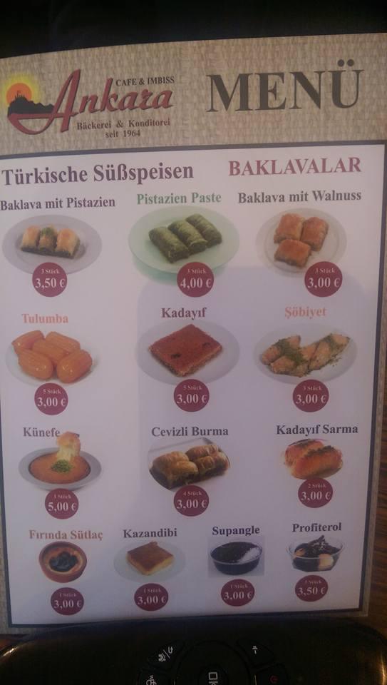 Speisekarte von Ankara Pastanesi cafe, Nürnberg